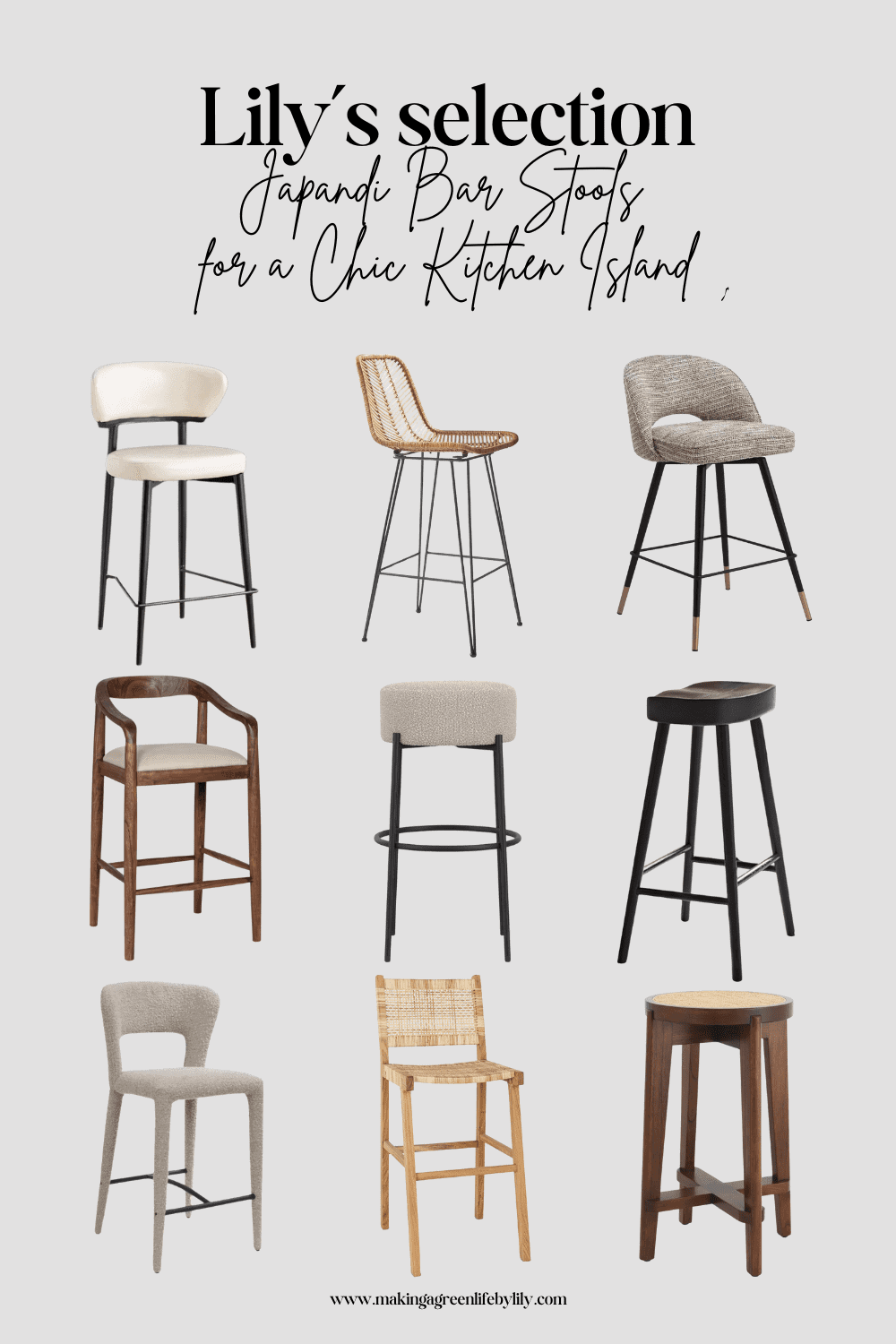 Lily’s Japandi Bar Stools for a Chic Kitchen Island Selection